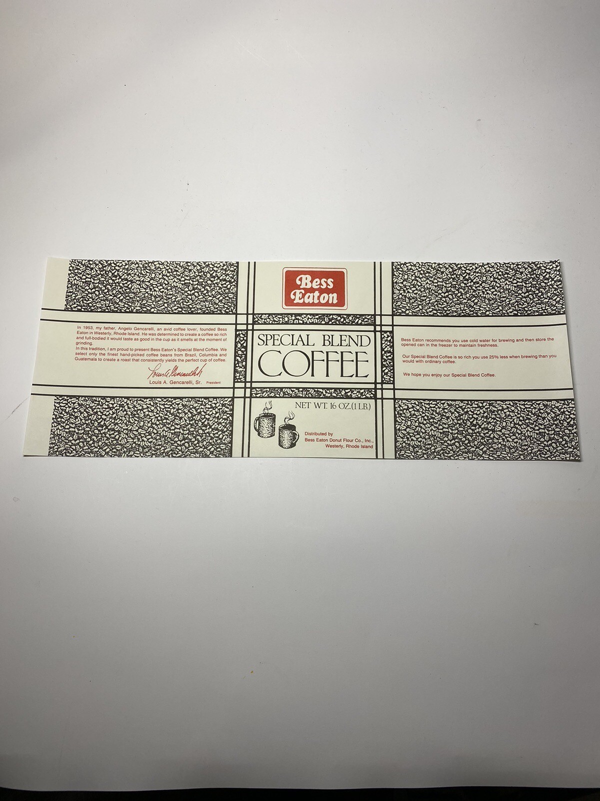 VTG Coffee Can Labels Bess Eaton Westerly Rhode Island 13" x 5" | eBay