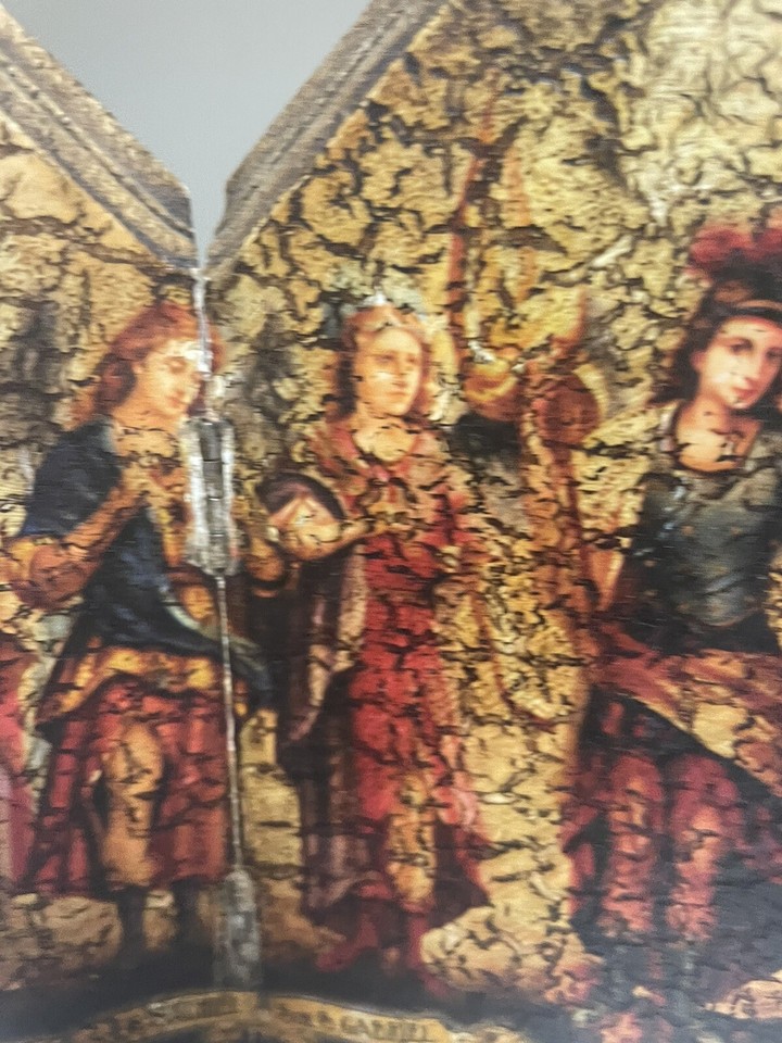 Vintage Religious Icon Wooden Folding Triptych Jesus Angels 7" x 9" | eBay