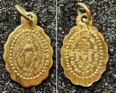 Small Vintage Virgin Mary Miraculous Religious Medal / Serpent ...
