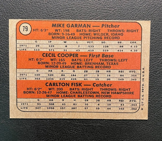 1972 Topps #79 Carlton Fisk Boston Red Sox Rookie Baseball Card | eBay