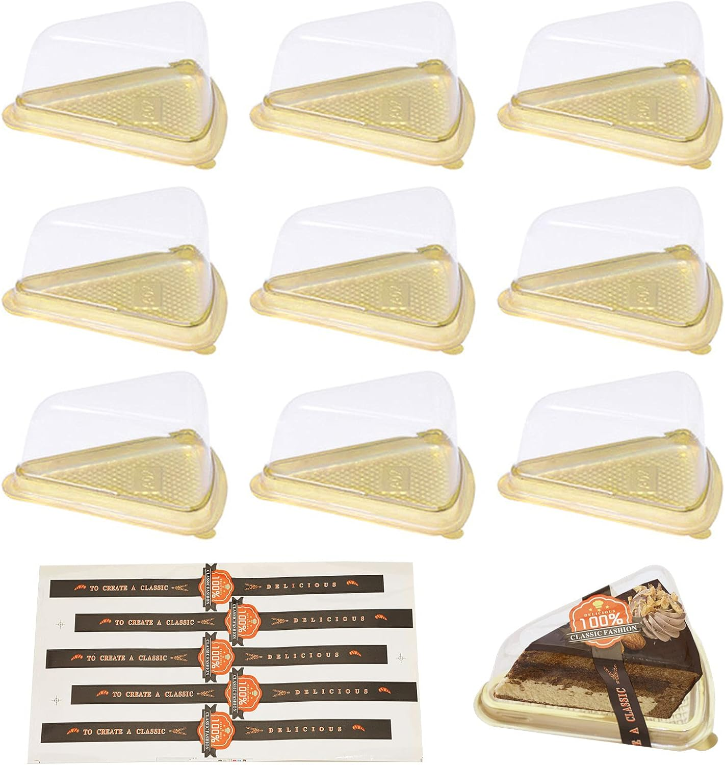 Cake Slices,50Pcs Triangle Dessert Cake Box,Clear Plastic Cake Slice ...