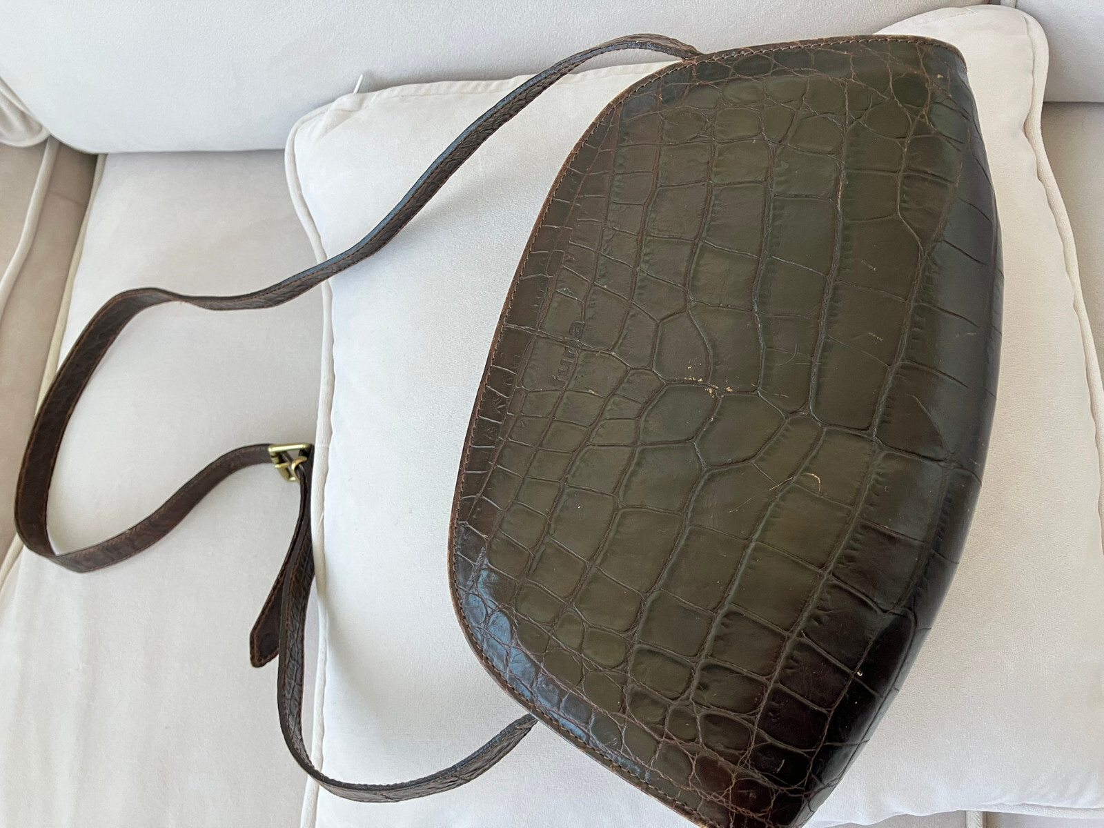 VINTAGE FURLA Designer Brown Crocodile Leather Bag … - Gem