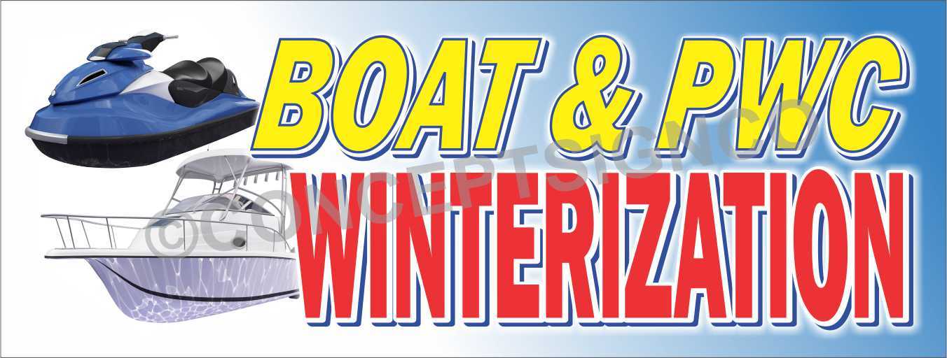1.5'X4' BOAT & PWC WINTERIZATION BANNER Signs Jet Ski Seadoo Watercraft ...