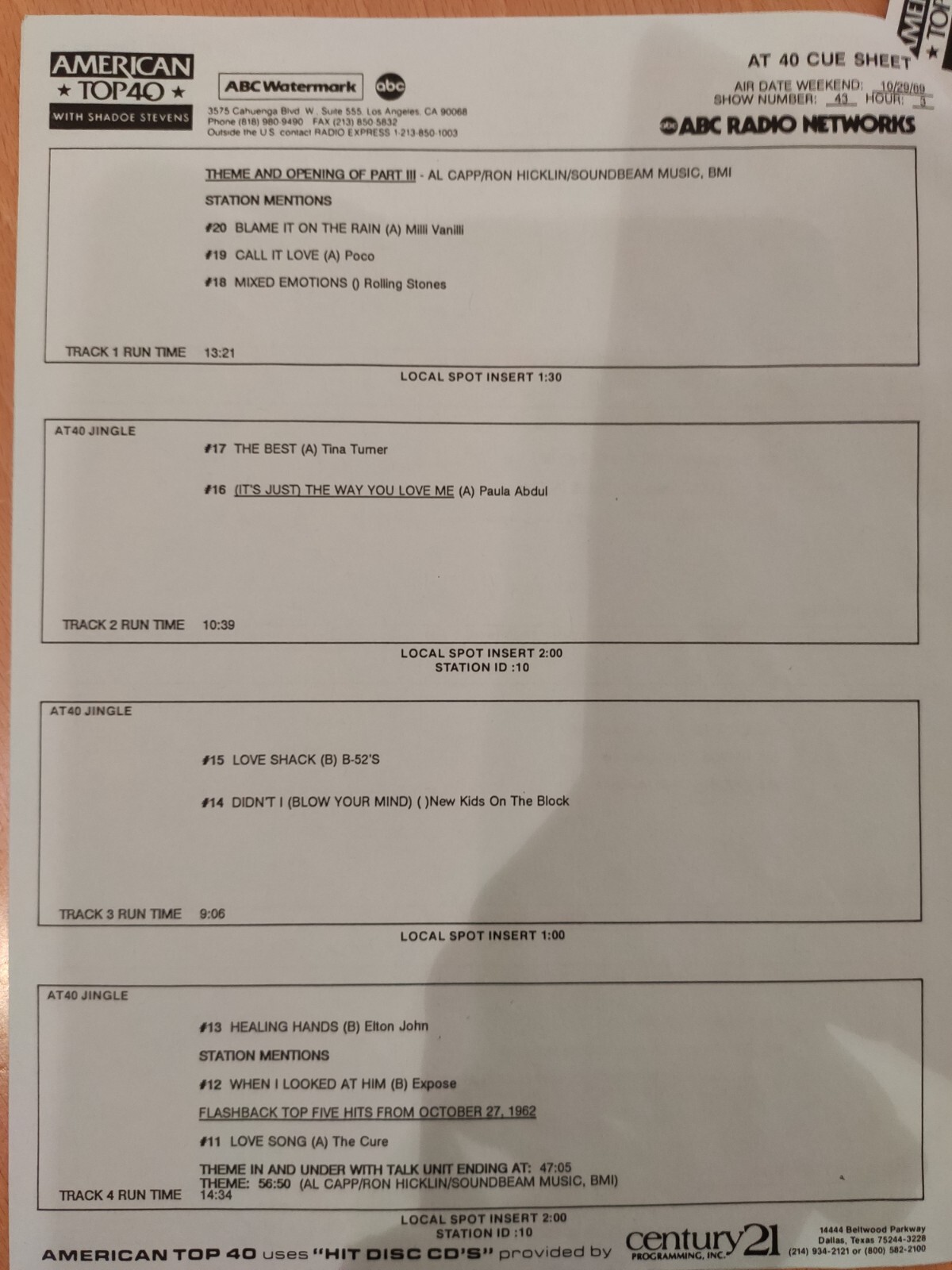 AMERICAN * TOP40 * WITH SHADOE STEVENS 4xPROMO VINYL Show #43 ABC RADIO ...