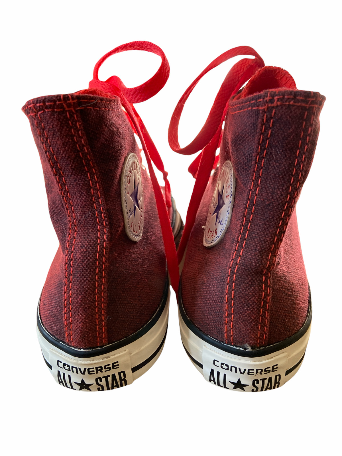 Converse High Top Burgundy Red Orange Details Laces 5… - Gem