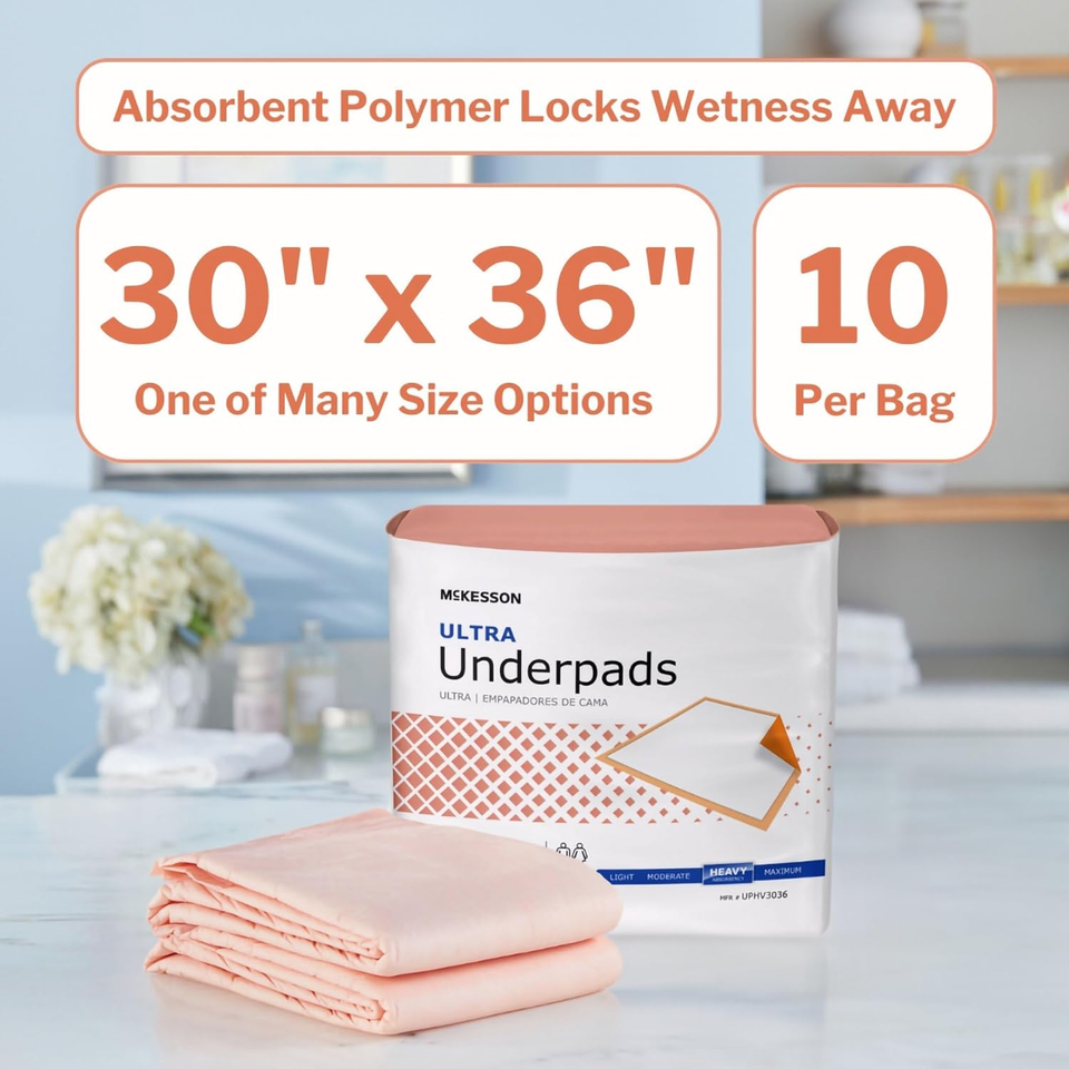 Underpads Disposable Bed Pads 30" X 36" [60 Count], Heavy Absorbency ...