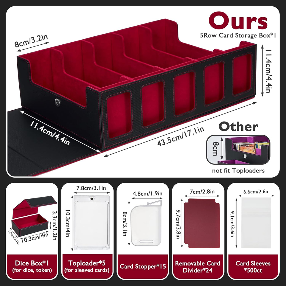 5-Row Trading Card Storage Box for Top Loaders, 3900+Card Deck Case ...