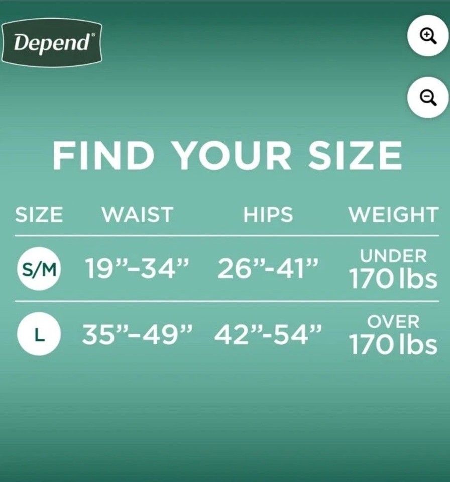 48 Count Depend Incontinence Protection w/ Tabs, Unisex, Large (35–49 ...