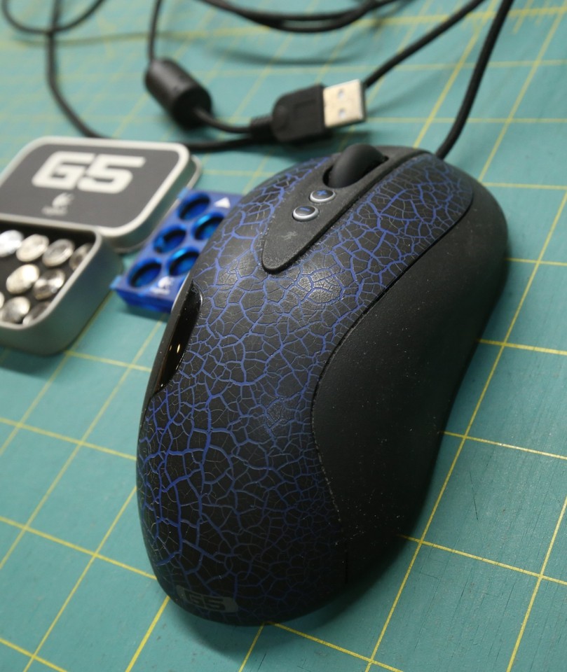 Logitech G5 Gaming Mouse Black Blue Works Great w/ Full Weight Set ...