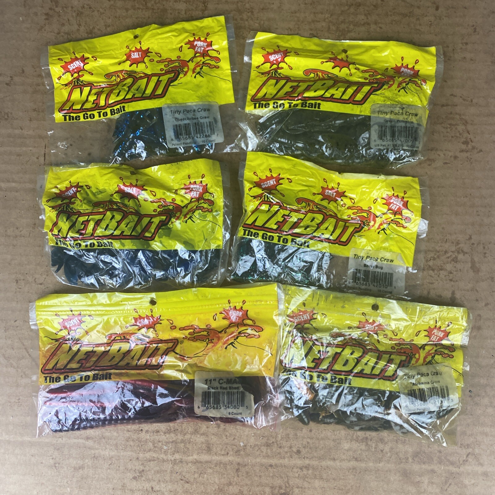 NetBait Worms Paca Craw 6 Packs Salt Fat Soft Bait Fishing Tackle Box ...