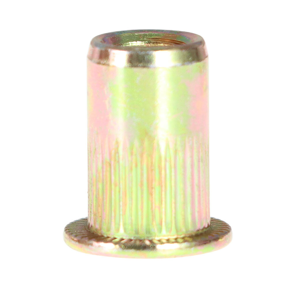 100 Pcs M6 Metric Carbon Steel Rivet Nut Flat Head Threaded Insert ...