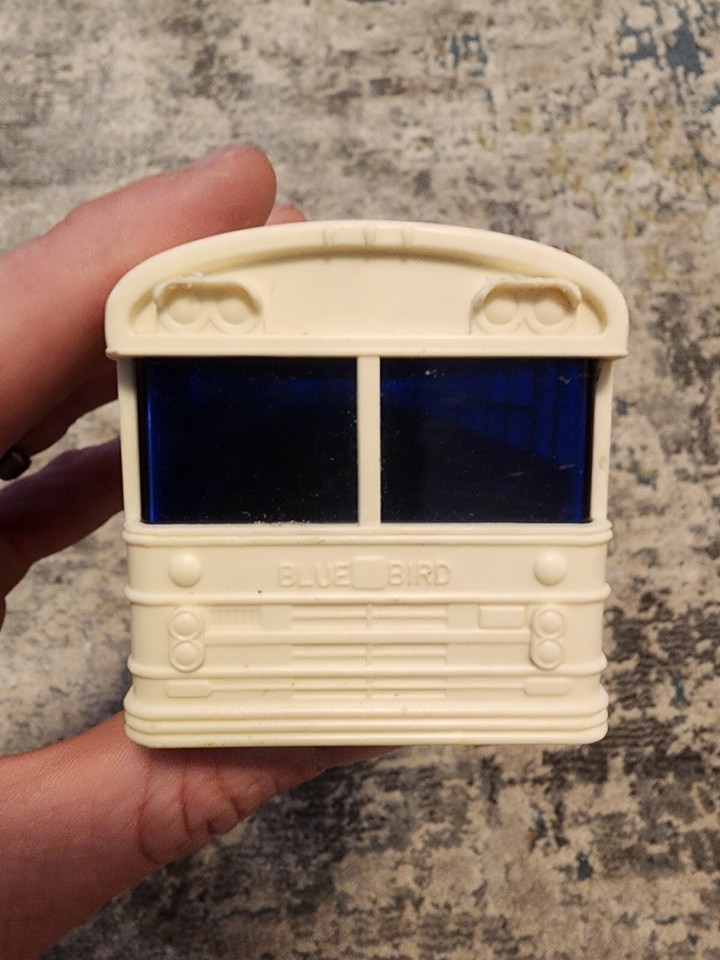 Vtg 10" Jimson #330 White Plastic Blue Bird School Bus Coin Bank Hong ...