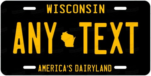 WISCONSIN Black License Plate Novelty Personalized w/ Any Text for Auto ...