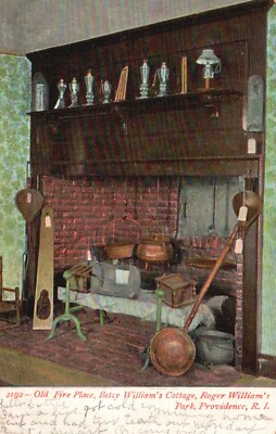 Postcard RI Providence Old Fireplace Betsy Williams Cottage Posted PC ...