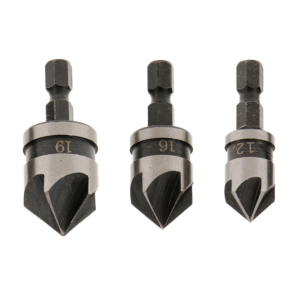 3tlg 1/4inch Hex Kegelsenker Senkbohrer HSS Bohrer Werkzeug Senker Bits ...