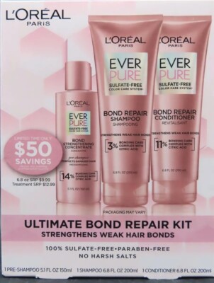 L'Oreal Paris EverPure Ultimate Bond Repair Kit *Concentrate/Shampoo ...