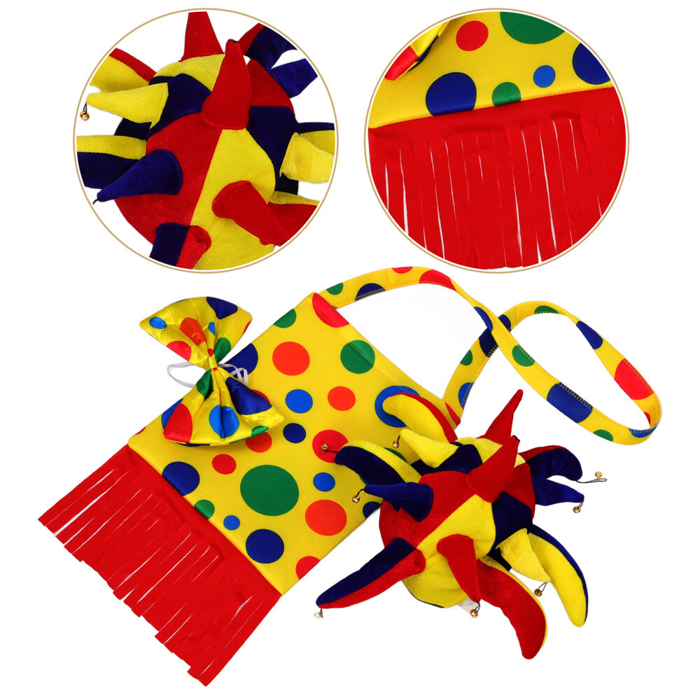 1 Set Cartoon Clown Cosplay Prop Clown Hat Bowtie And Bag Clown Role ...