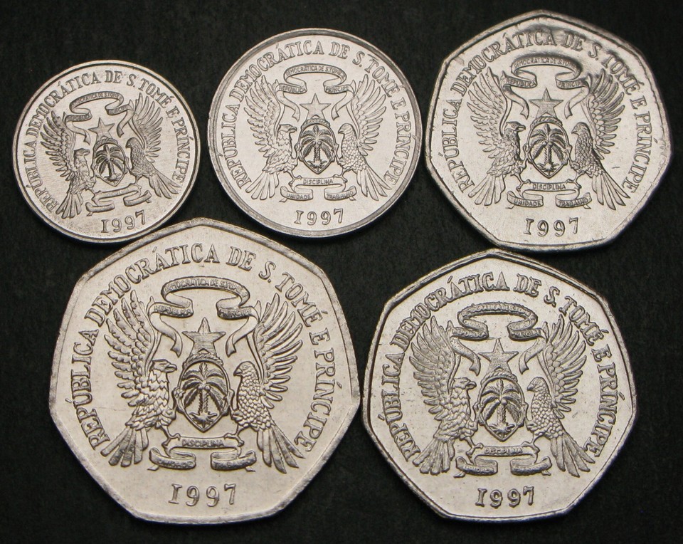 ST. THOMAS & PRINCE 100, 250, 500, 1000 & 2000 Dobras 1997 - 5 FAO ...