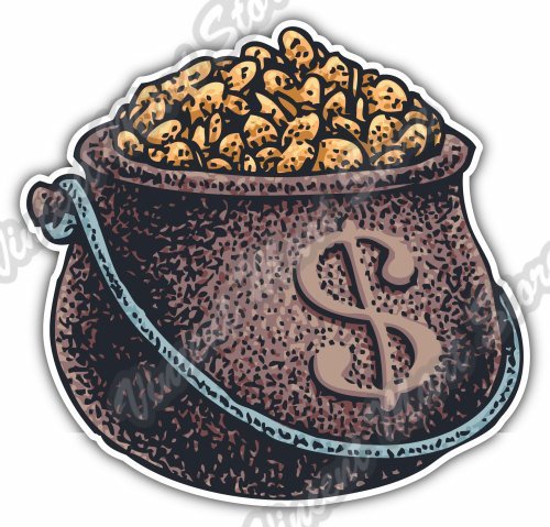 Wealth Treasure Gold Coin Currency Dollar Car Bumper Vinyl Sticker ...