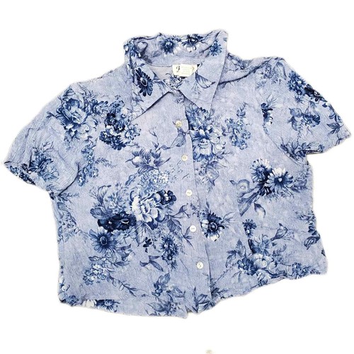 Floral open back button up crop top blouse 16 Plus | eBay