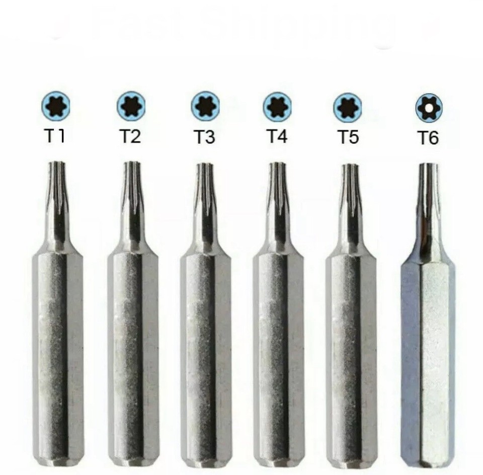 CR-V Torx Screwdriver Micro Bit Set T1,T2,T3,T4,T5,TR6 (T6 Security ...