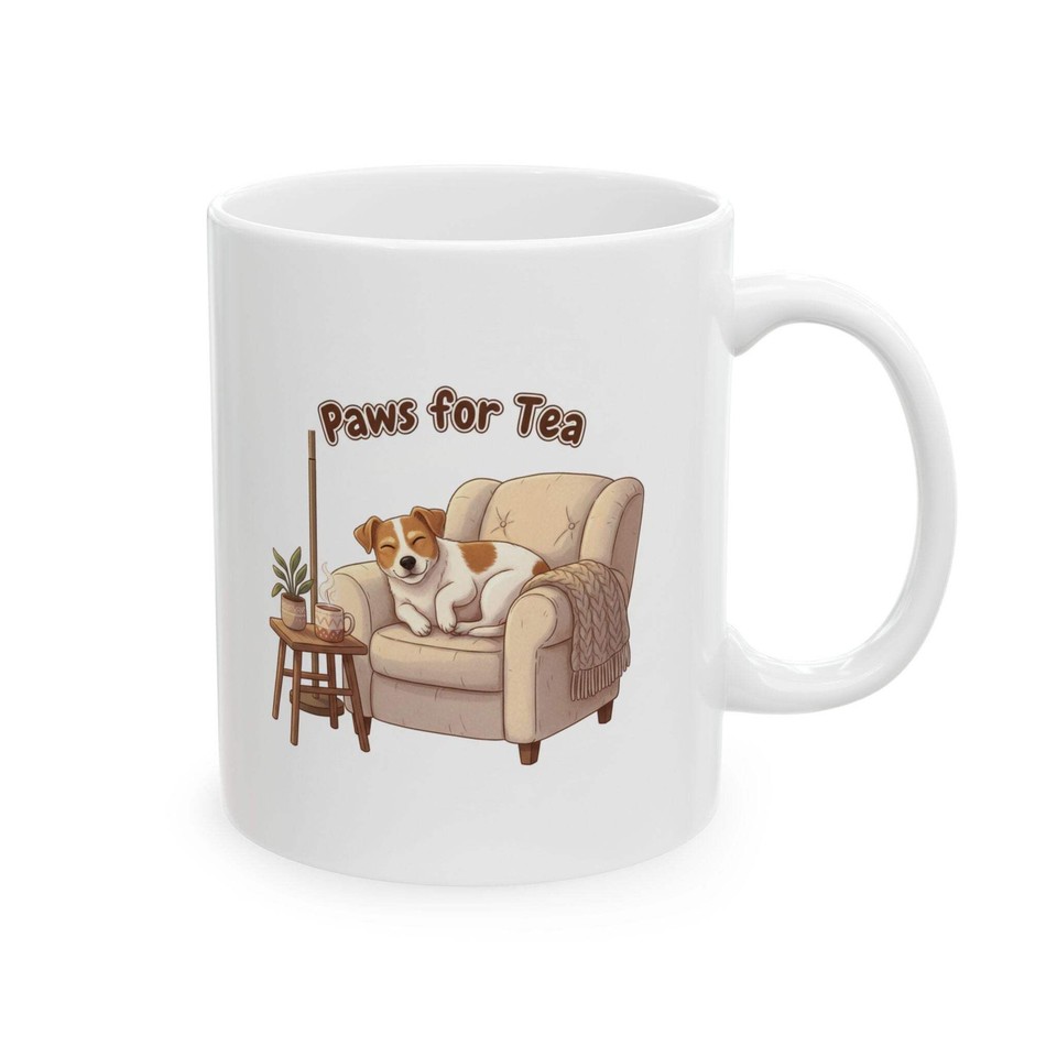 Paws for Tea dog on armchair Mug | Ceramic coffee cup, 11oz or 15oz ...