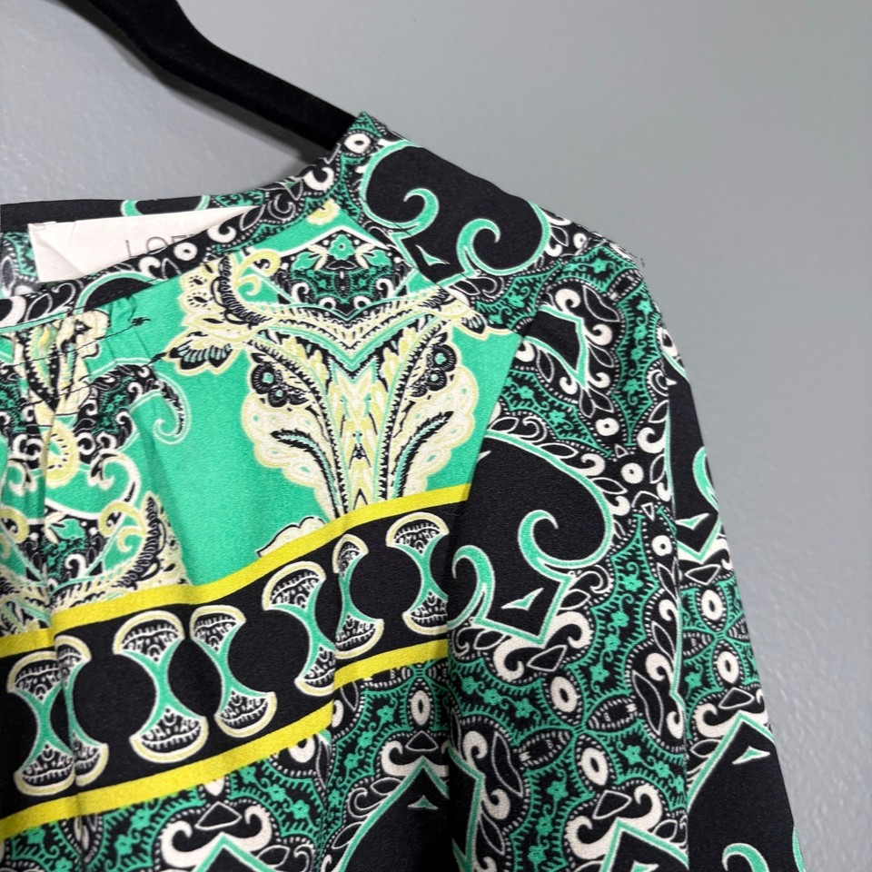 Ann Taylor LOFT Women's Green & Black Bold Print Blouse - Size Small ...
