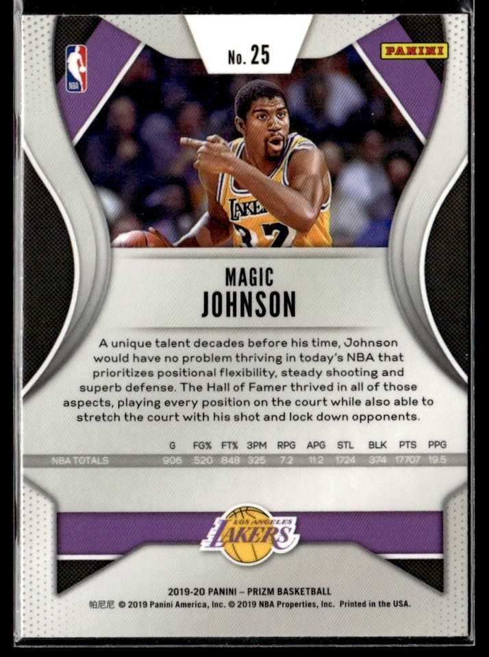 2019-20 Panini Prizm #25 Magic Johnson Lakers Basketball Card 1502L | eBay