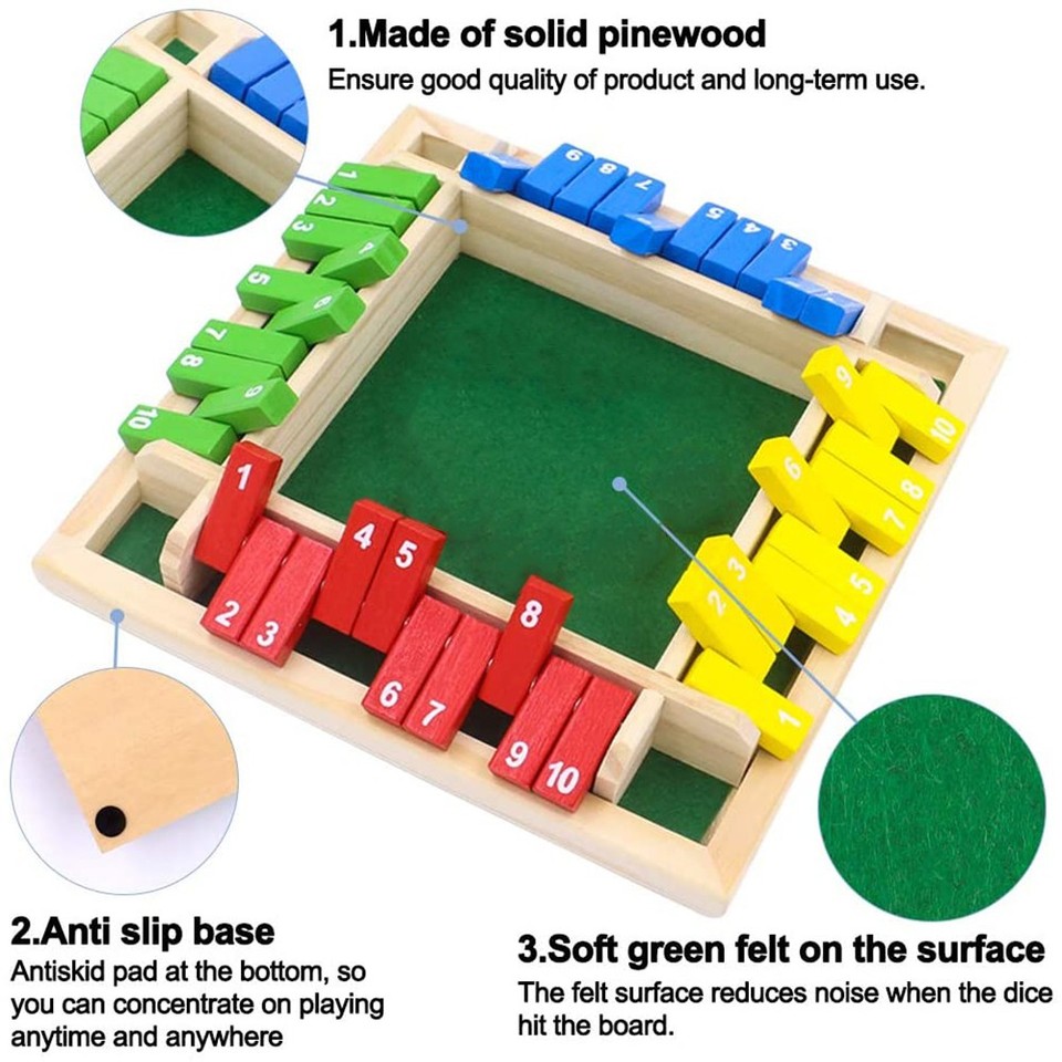 Pub Bar Party Supplies Flaps & Dices Game Dice Board Game Shut The Box ...