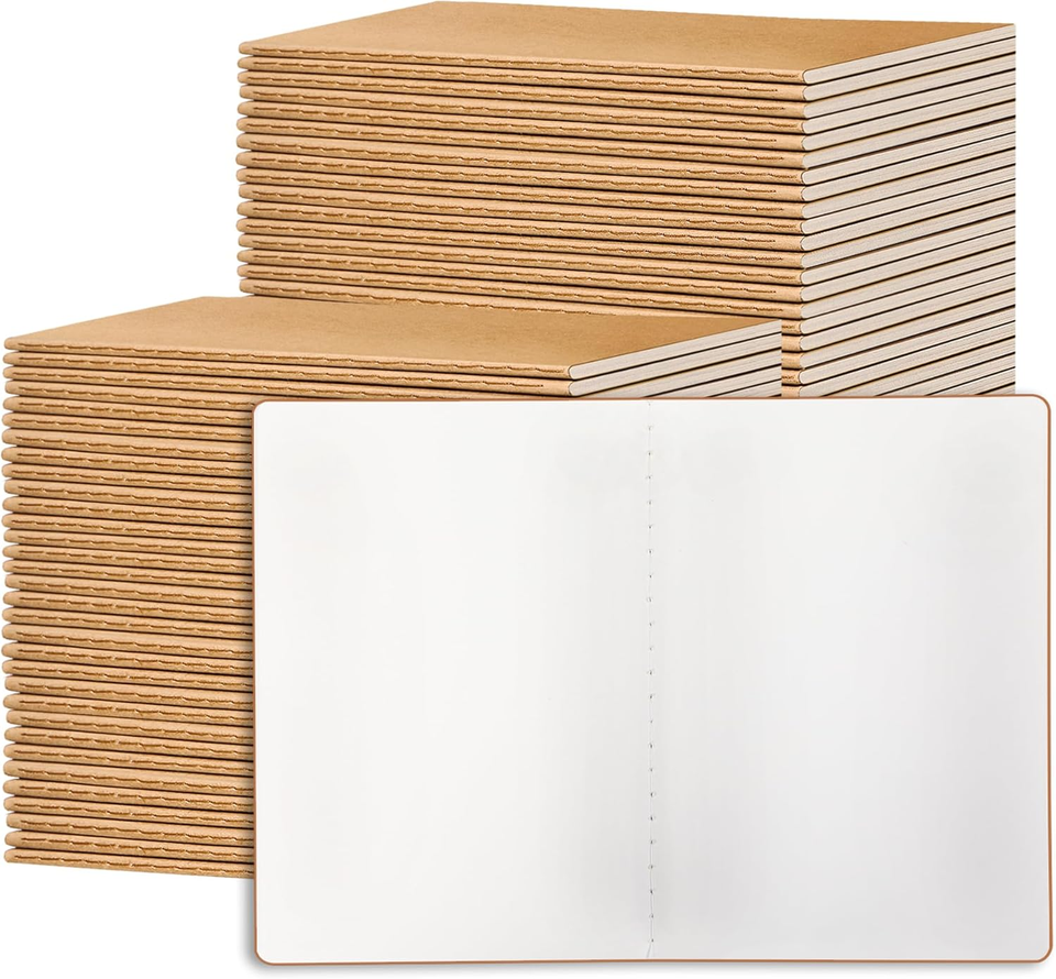 72 Pack Blank Kraft Notebooks, 8.3X5.5 Inches A5 Small Journals Bulk ...