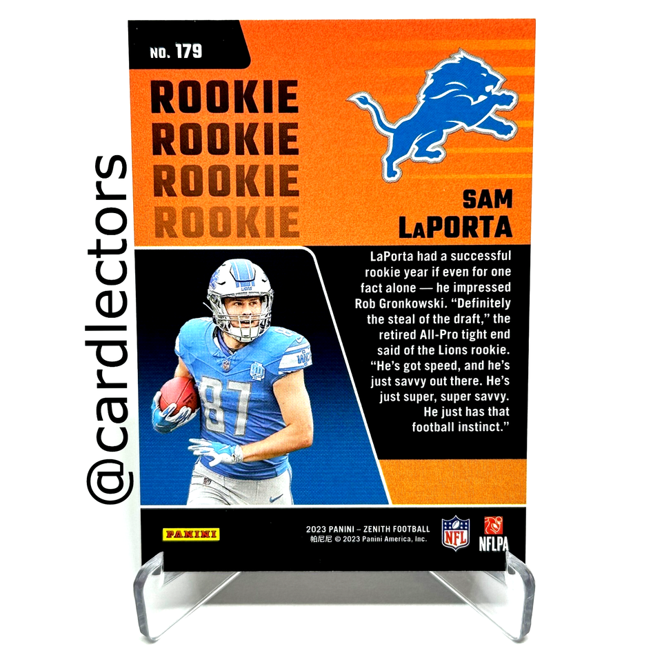 2023 Panini Zenith Football SAM LaPORTA #179 RC Red Zone Parallel ...