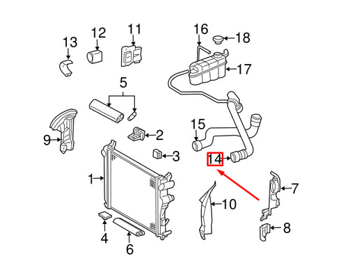 NEW MERCEDES-BENZ S W220 RADIATOR UPPER HOSE A2205015482 OEM NO DUTY TO ...