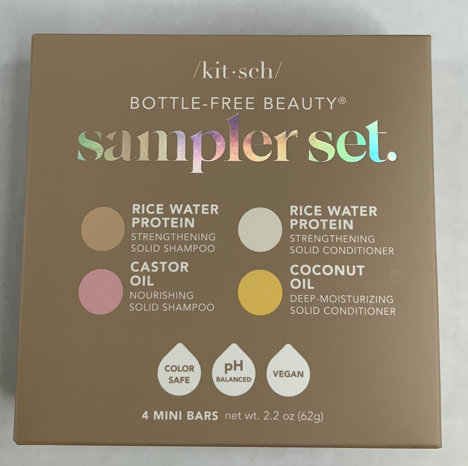 Kitsch Solid Shampoo and Conditioner Bar Sampler Gift Box 4 Mini Bars ...