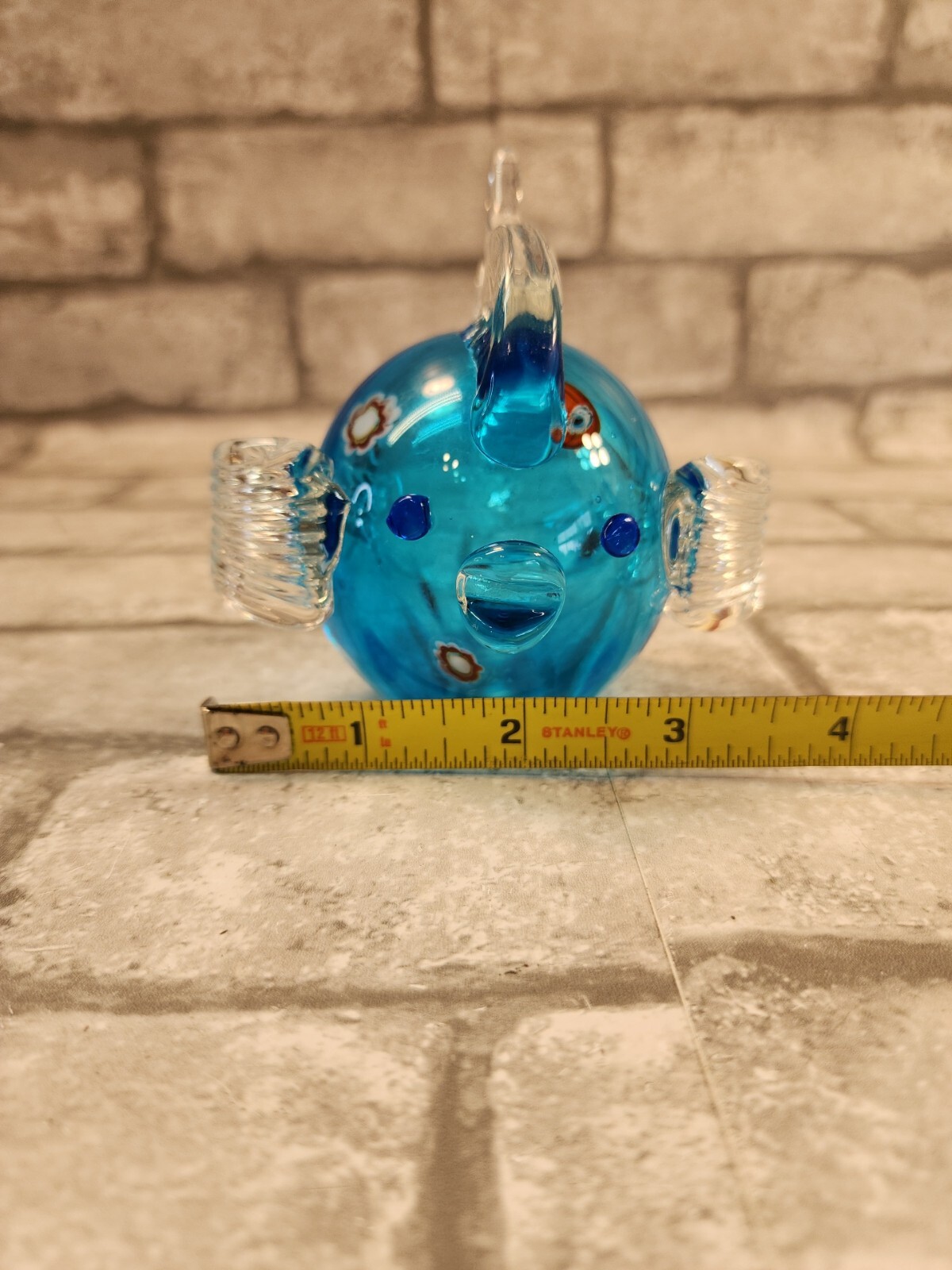 SDS Seapoot Group Art Glass Paperweight Blue Millefiori Fish Vintage ...