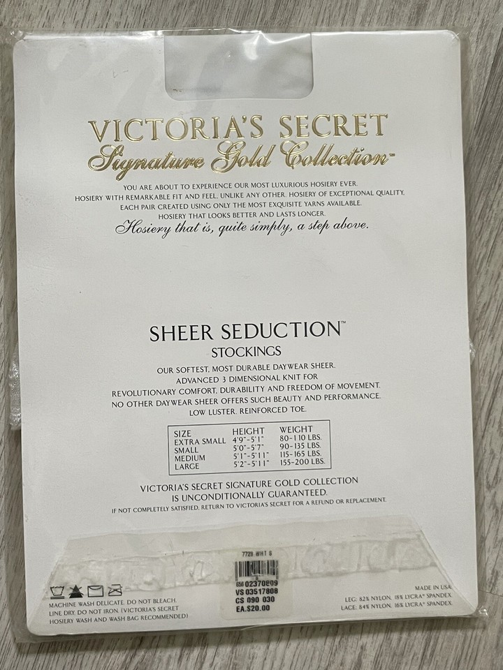 Vintage Victoria's Secret Signature Gold Sheer Seduction Lace Stockings ...