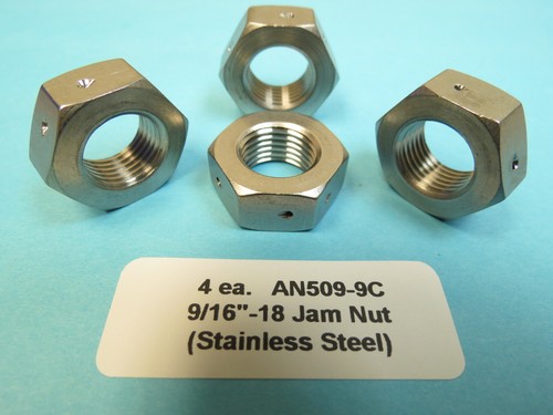 NAS509-9C 9/16”-18 Drilled S.S. RH Jam Nut Aircraft Aerospace Aviation ...
