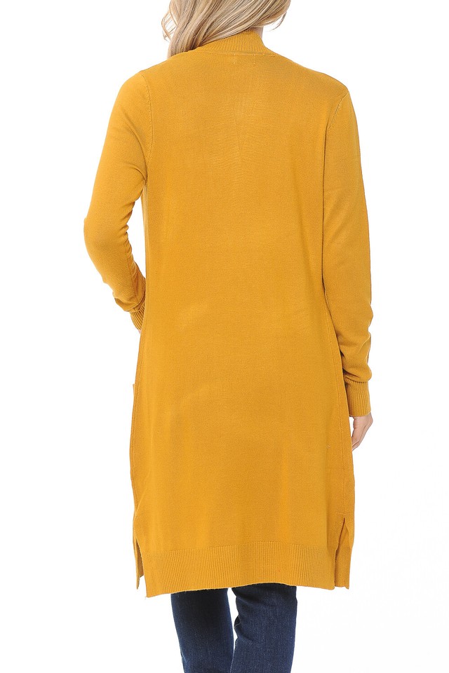 Women's Classic Casual Solid Open Front Sweater Knit Long Length ...