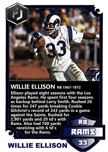 ACEO WILLIE ELLISON LOS ANGELES RAMS CUSTOM HAND MADE ART CARD 1 | eBay
