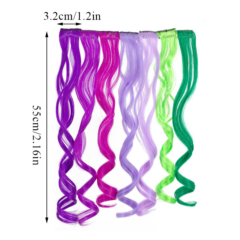 False Hair Highlights Fake Wig Wavy Wig Hair Clip On Hair Hanging 55cm ...