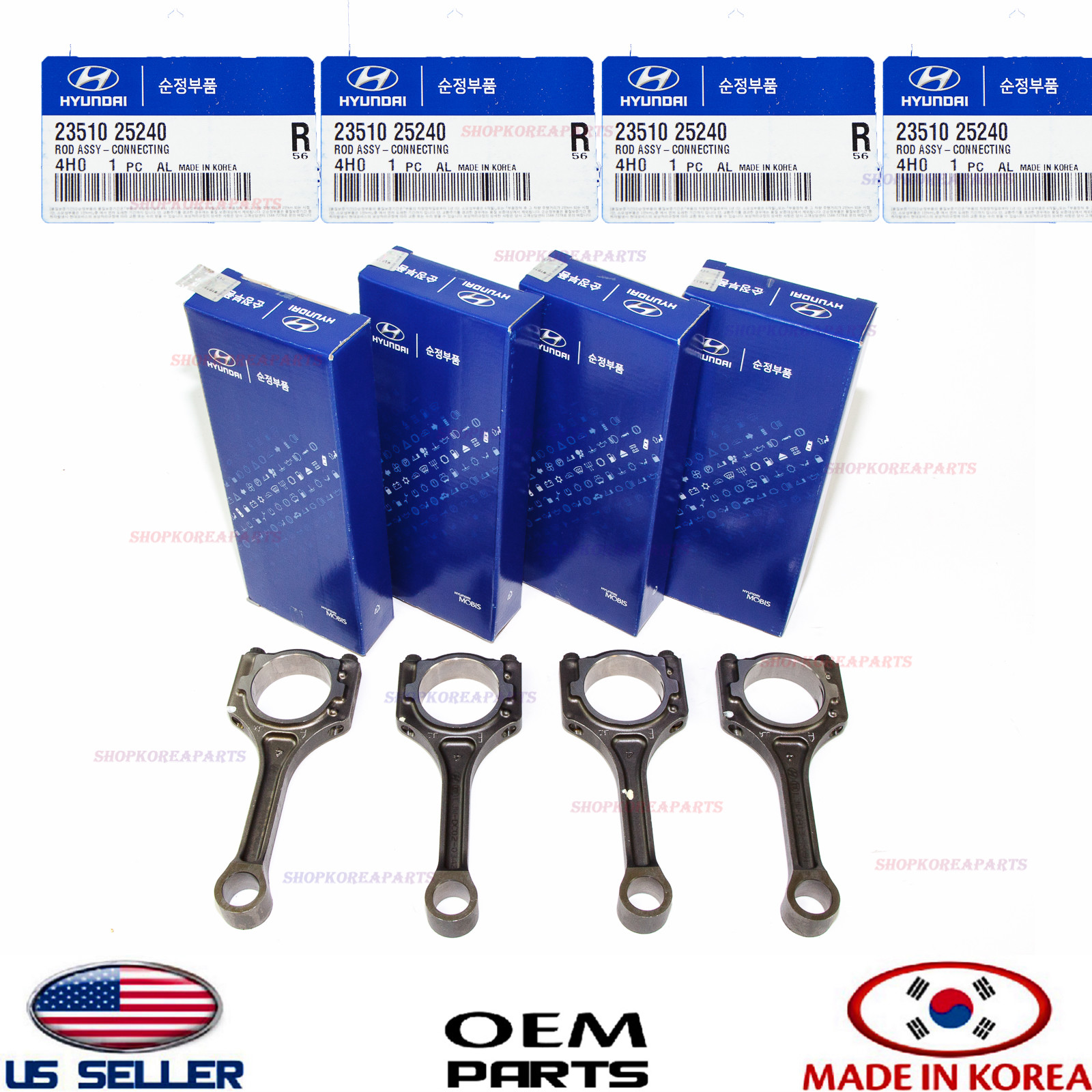 4pc Connecting Rods Genuine OEM Sonata Tucson Forte Optima Sportage 2 ...