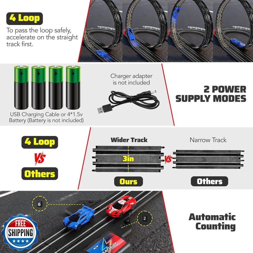 Slot Car Race Track Set for Kids Ages 6-12 Boys and Girls, Dual R | eBay