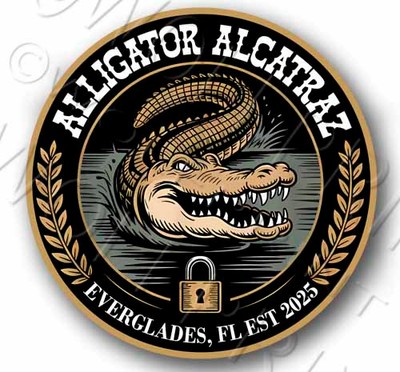 Alligator Alcatraz est 2025 Sticker 4.4" Tall Funny Florida Everglades ...