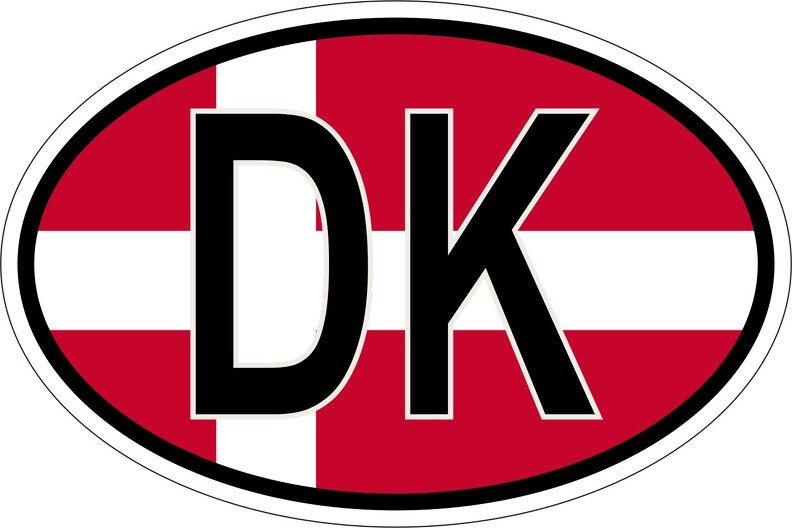 Sticker oval flag vinyl country code DK denmark | eBay