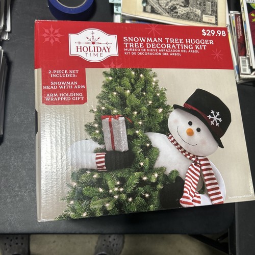 NEW Holiday Time 2-Piece Snowman Christmas Tree Hugger Topper ...