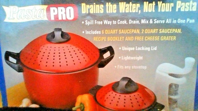 Pasta Pro as Seen on TV Red Pots 6 & 2 QT Strainer Lids Cheesegrater ...