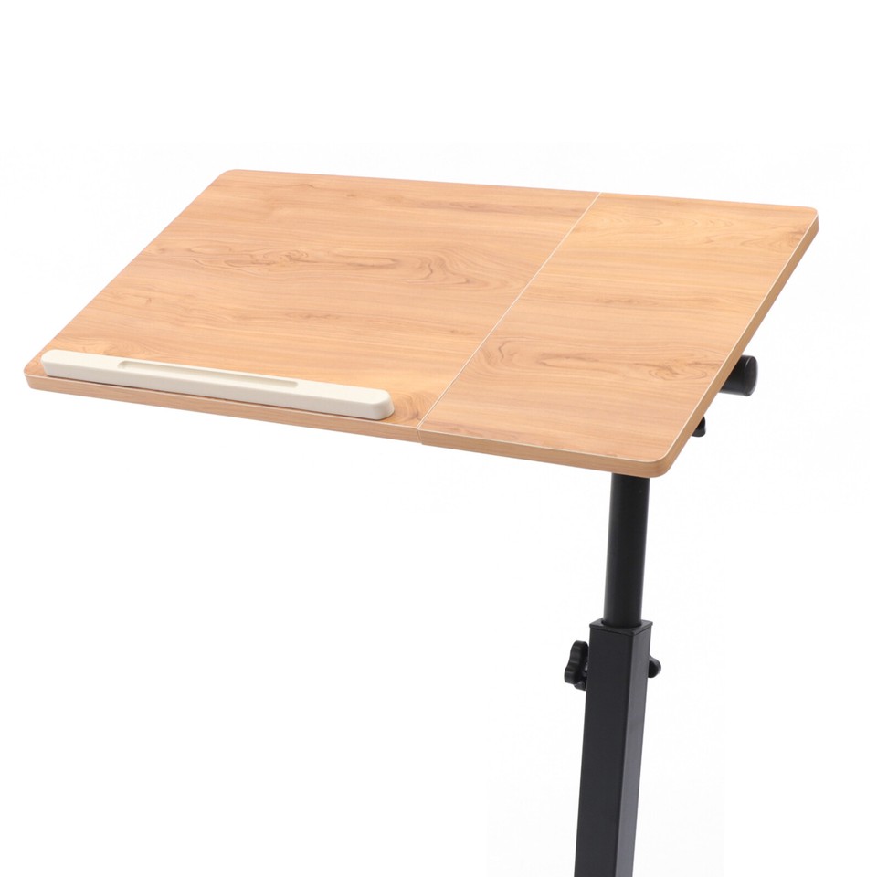 Adjustable Rolling Laptop Desk Mobile Computer Stand Bed Side Table ...