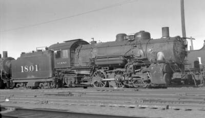 AT&SF Santa Fe Railroad locomotive engine No. 1801 type 2-6-2 OLD TRAIN ...