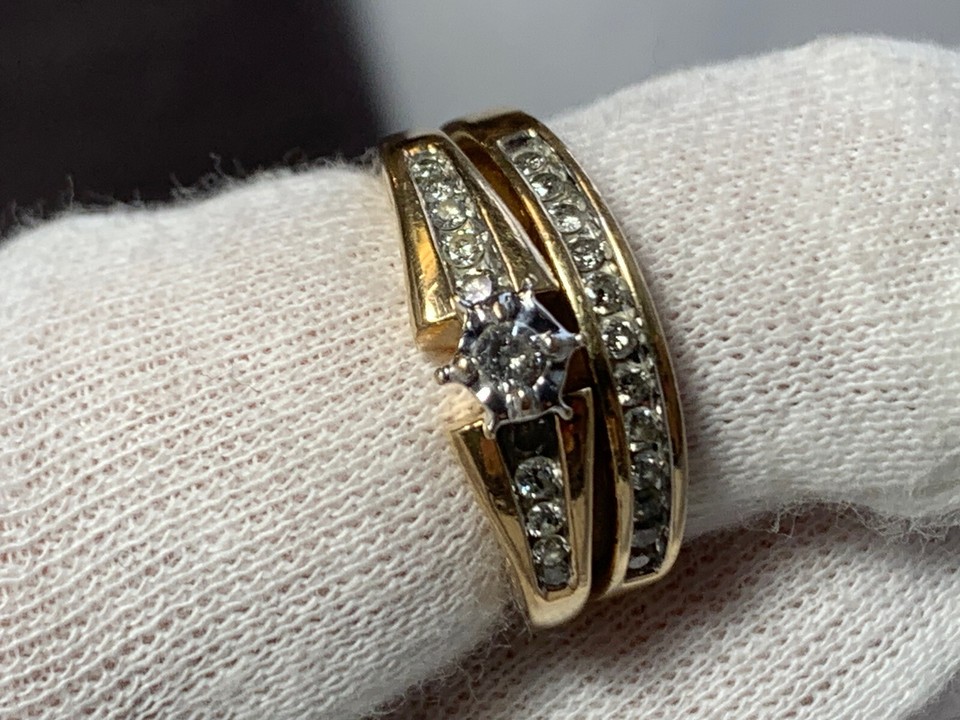 10K Yellow Gold Diamond Bridal Set 5.5g Fine Jewelry Avon Engagement ...