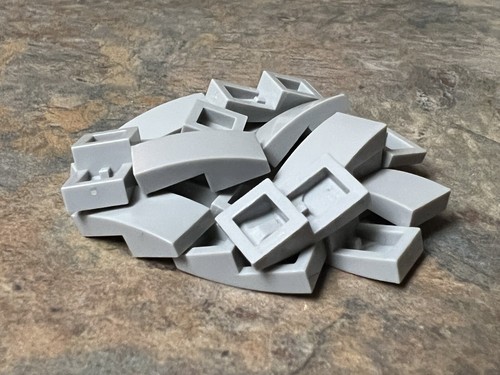 (19PK) LEGO 2x1x2/3 CURVED SLOPE BUILDING PIECES, LIGHT BLUISH GRAY ...