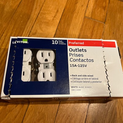 Leviton CBR15-WMP Duplex Outlet Receptacle, 15 Amps 125 Volts 10 Pack ...